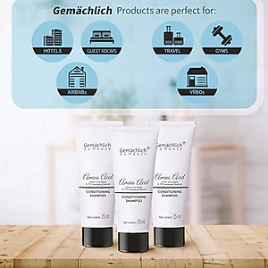 Gemächlich ZuHause Conditioners and Shampoos with Natural Ingredients, 0.85oz Travel Size 2-in-1 Conditioning Shampoo Bulk Sets for Hotel Airbnb, 100 pieces