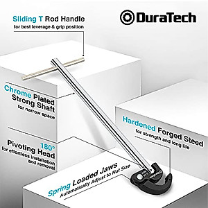 DURATECH 11-Inch Basin Wrench, Sink Wrench, Adjustable 3/8'' to 1-1/4'' Capacity Upgrade Jaw, for Tight Space