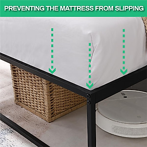 D&H FURNIMMT 14" High King Size Platform Bed Frame,No Box Spring Needed,Easy Assembly,Heavy Duty,King Bed Frame with Storage Underbed,Black