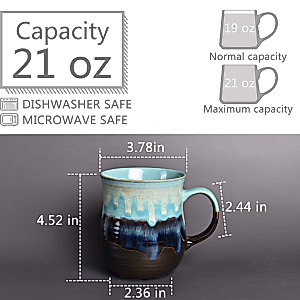 Bosmarlin Large Ceramic Coffee Mug, Big Tea Cup for Office and Home, 21 Oz, Dishwasher and Microwave Safe, 1 PCS