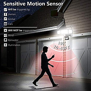 AmeriTop Solar Lights Outdoor, Super Bright 1600LM LED 6000K Solar Motion Sensor Lights with Wide Angle Illumination; 3 Adjustable Heads, IP65 Waterproof Outdoor Security Lighting (Black)