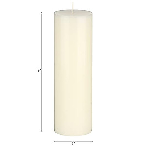Mega Candles 1 pc Unscented Ivory Round Pillar Candle, Hand Poured Premium Wax Candles 3 Inch x 9 Inch, Home Décor, Wedding Receptions, Baby Showers, Birthdays, Celebrations, Party Favors & More