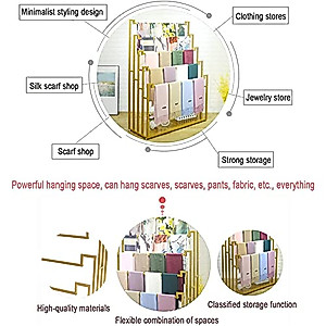 Floor Standing Scarf Display Stand, Metal Freestanding Scarf Holder Organizer, Closet Rods for Hanging Clothes, Towel Rack for Commercial Clothing Retail Store Sheets Belt Suit Pants Hanging Rack