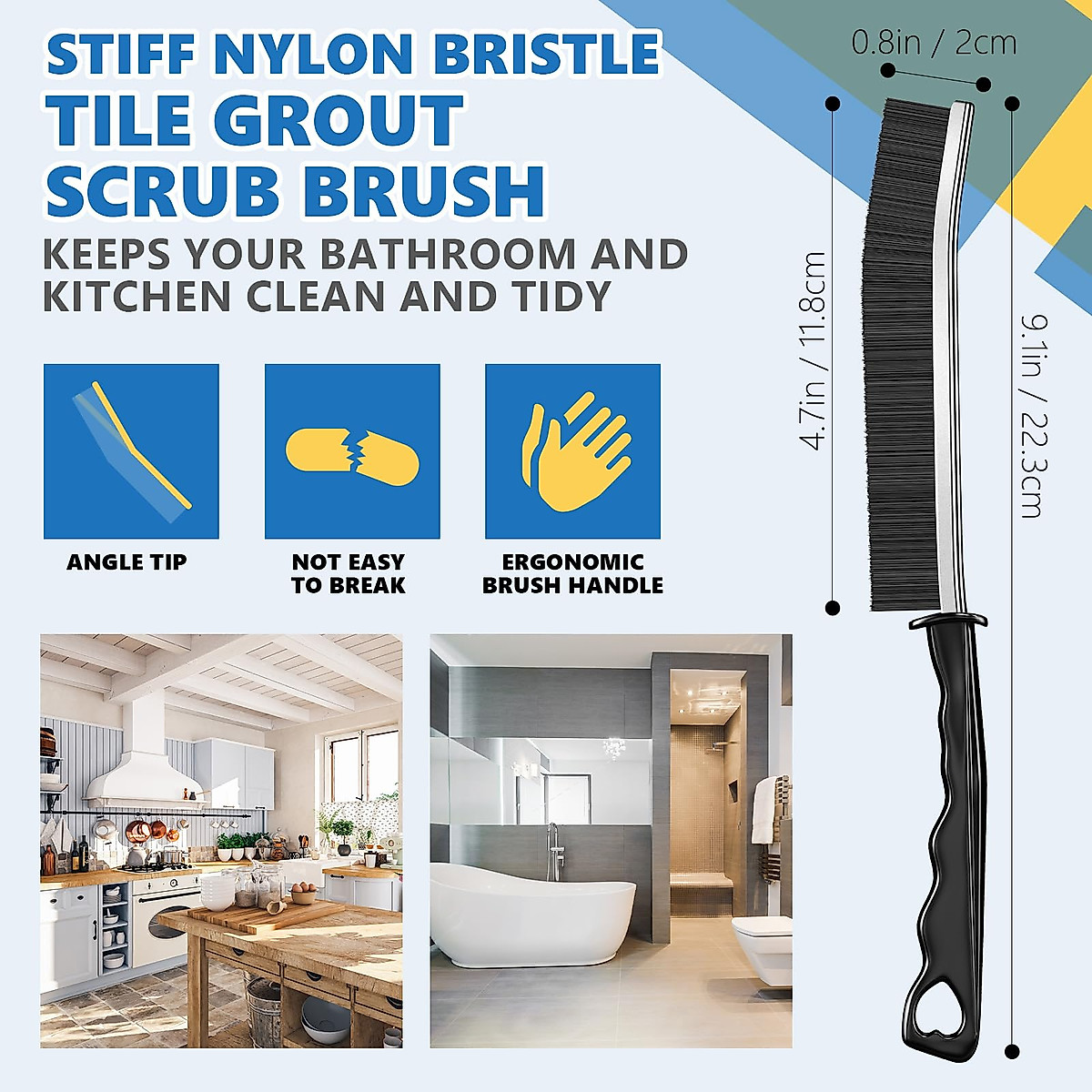 Crevice Cleaning Brush, Pack of 5, Hard Bristle Crevice Cleaning Brush, Shower Cleaner Brush, Bathroom Gap Cleaning Brush, Multifunctional Cleaning Tools, Gap Brush, Grout Brush for for Household Use