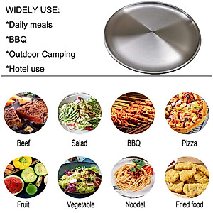 NEWEE Stainless Steel Dinner Plates, Stainless Steel Plates, 10 inch, Metal Round Dinner Plate for Adults, Eating, Camping, Picnic,Outdoor, Unbreakable Dishwasher Safe(Pack of 4) Silver 10.24 inch