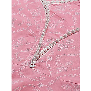 Yash Gallery Women's Cotton Floral Print Anarkali Kurtis (Light Pink)