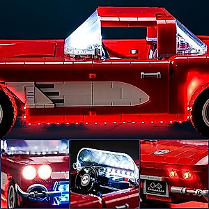 BrickBling LED Light Kit for Lego 10321 Chevrolet Corvette Toy Car, Remote Control Version Lighting Compatible with Lego Corvette- No Model Included