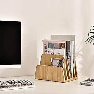 KIRIGEN Desktop File Document Holder Stand 5 Slots Mail Paper Organizer Desk Sorter Holder for File Document Organizer Stand for Home Office (5KWJJ-NA)