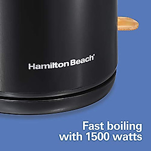 Hamilton Beach 1.6L Electric Tea Kettle, Hot Water Boiler & Heater with Cool-Touch Double Wall Stainless Steel Exterior, 1500W, Cordless, Auto-Shutoff and Boil-Dry Protection, Black (41032)