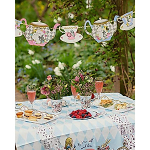 Talking Tables Truly Alice Hanging Teapot Bunting (13 Ft.) for a Tea Party, Multicolor