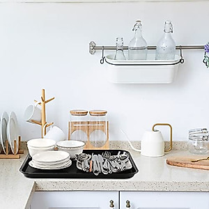 Ramddy Reusable Serving Trays, Plastic Fast Food Eating Trays, Set of 4, Black