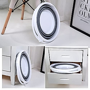 Collapsible Bucket 2.64gallons (10L), Storage Folding Bucket,Fishing Bucket,Outdoor Camping Life Utensils, Onboard Bucket,Heat-Resistant,car wash,Kitchen,Multi-Functional,Convenient (Gray Reinforced)