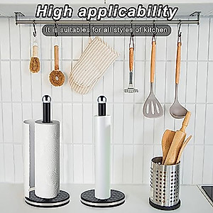 Dxlac 2 Pack Standing Paper Towel Holder, Black Kitchen Countertop Stand for Standard and Large Size Rolls - Ideal for Bathroom and Kitchen Organization and Storage