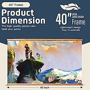 Landmass 40” Wide Magnetic Poster Frame, Poster Hanger - 40x20 40x27 40x30 40x60 Frame - Teak Wood Frame for Posters, Prints, Photos, Pictures, Maps, Scrolls, and Artwork