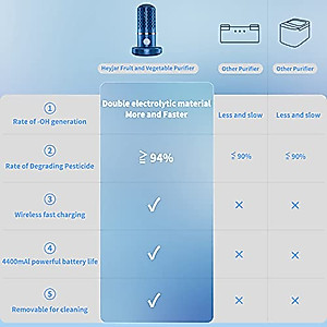 Heyjar Fruit and Vegetable Washing Machine, Fruit Cleaner Device,Fruit Purifier for with OH-ion Purification Technology for Cleaning Fruit,Vegetable,Rice,Tableware (Blue)