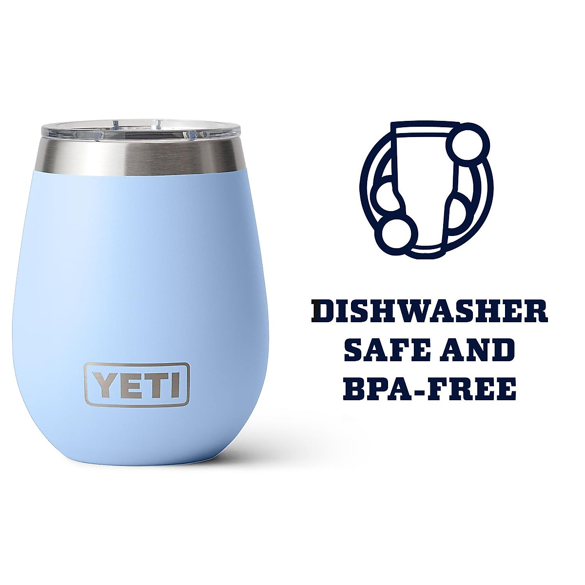 YETI Rambler 10 oz Wine Tumbler, Vacuum Insulated, Stainless Steel with MagSlider Lid, Big Sky Blue