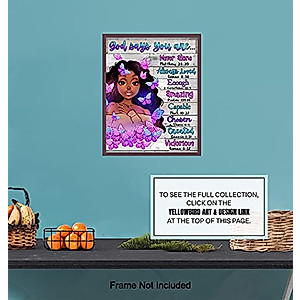 Black Girl Wall Art & Decor - African American Women Woman Teen Picture Poster Print - Cute Positive Affirmations - Inspirational Motivational Religious Gifts- Bedroom Living Room Home Office Bathroom