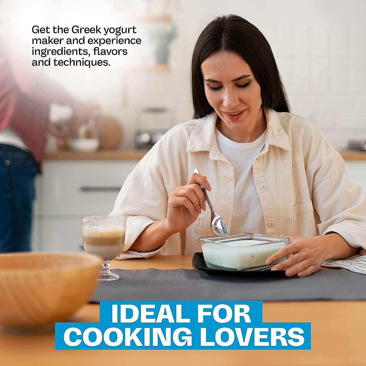 FUENTES STORE Greek Yogurt Set x 2 Pieces - Stainless Steel Greek Yogurt Maker and Reusable Food Storage Container, glass vacuum seal container (14.5x13x8 cm)