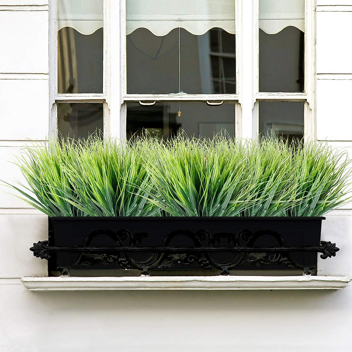 JEMONG 30 Bundles Artificial Grasses Outdoor UV Resistant Fake Grasses No Fade Faux Plastic Plants Garden Porch Window Box Decorating…