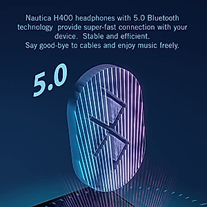 NAUTICA H400 Noise Cancelling (ANC) Bluetooth Headphones, On-Ear Wireless Headphones with Built-in Microphone Bluetooth v5.0 Wireless and Wired Stereo Headset, Deep Bass, Lightweight, Adjustable(NAVY)