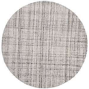 SAFAVIEH Abstract Collection Area Rug - 6' Round, Camel & Black, Handmade Wool & Viscose, Ideal for High Traffic Areas in Living Room, Bedroom (ABT141C)