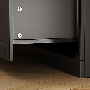 Homsee 78.7" H Bookcase Bookshelf with 4-Tier Shelves, 2 Drawers & 2 Glass Doors, Modern Display Storage Cabinet for Home Office, Living Room, Black