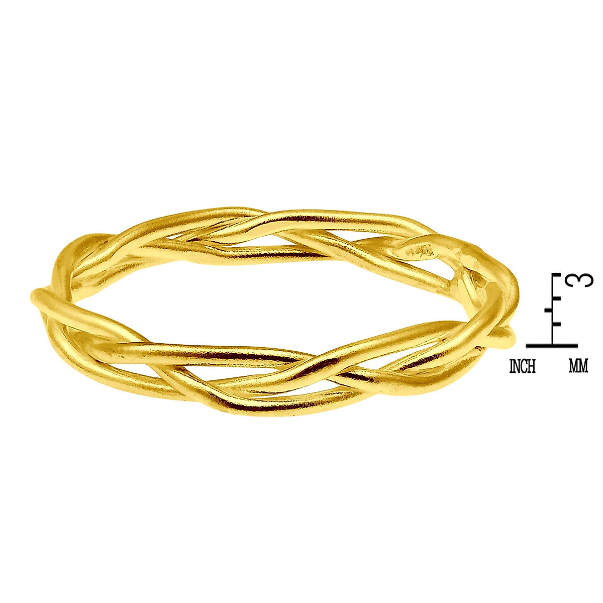 AeraVida Crown of Thorn Weave Wire Braid Gold Plated Over .925 Sterling Silver Band Ring (8) | Unique and Elegant Jewelry Accessory for Women