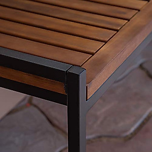 Christopher Knight Home Noel Outdoor Industrial Acacia Wood and Iron Bench, Teak Finish/Black Metal