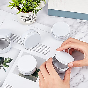 BENECREAT 20 Packs 1.7 oz Round Aluminum Cans Tin Silver Screw Top Metal Lid Containers for Spices, Candies, Tea or Gift Giving