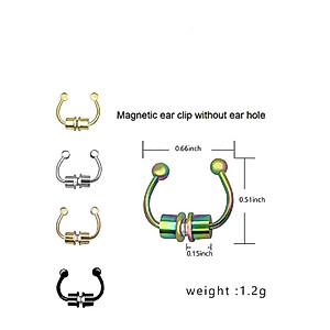 Shuiniba Magnetic Septum Nose Ring Horseshoe Fake Nose Ring Hoop Reusable Nose Ring Hoop Non-Piercing 316L Stainless Steel - 5 Pack