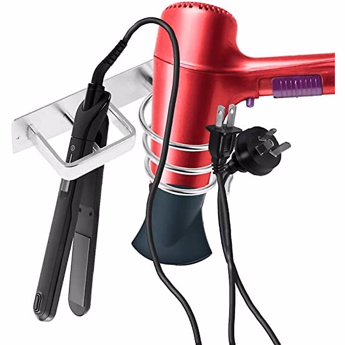 Hair Dryer Holder Wall Mounted Blow Dryer Holder Curling Iron Holder Bathroom Hair Tool Organizer Hair Care & Styling Tool Organizer for Hair Dryer, Flat Irons, Curling Wands