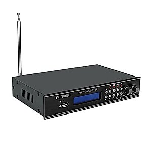 Retekess TR510 FM Transmitter, Long Range FM Broadcast Transmitter with Dual Mic, 3 Preset Stations, FM Radio Station for Church Parking Lot,Drive in Movie,Support USB Drive and RCA Inputs