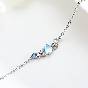 Twoowl Starfish Shell Bracelets 925 Sterling Silver Beach Bracelet Ocean Jewelry Gifts for Women Girlfriends