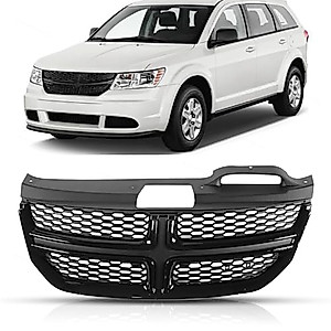 Front Grill Bumper Upper Grille Compatible with 2011-2020 Dodge Journey ABS Replace oe CH1200362, Gloss Black