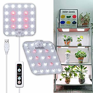 DOMMIA Grow Light, Dimmable Grow Light for Indoor Plants Full Spectrum with Optical Lens, Sunlike Under Cabinet Grow Light with 6/12/16H Timer, USB LED Plant Light for Indoor Growing (No Adapters)