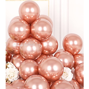 AULE Metallic Rose Gold Balloons 5 inch 50 Pcs Rose Gold Latex Balloons Chrome Helium Shiny Thicken Balloon Perfect Party Decoration for Wedding Birthday Baby Shower Graduation Christmas Carnival
