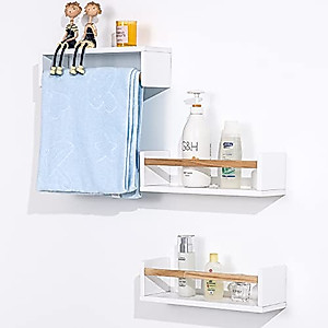 Esonal White Nursery Floating Wall Shelf Nursery Décor Wall Book Shelves for Bedroom Organizer or Kitchen Spice Rack Wall Mount Books Photo Picture Display Ledges 16 Inch a Set of 3