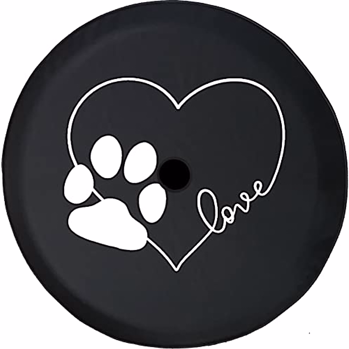 JL Tire Cover Love Paw Print Camper Custom Car Spare Tire Covers Size 32 to 33 Inch with Camera Hole