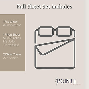 Pointehaven Bedding 4 Pieces Full 100% Cotton Percale Sheets- Printed Bed Sheet & Pillowcase Sets- Soft Cotton Bed Sheets Set- Fits Mattress 19 inches Deep Pocket (Full, Cypress)