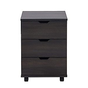 VICLLAX 3 Drawer Dresser Mobile Cabinet Under Desk Storage for Home Office, Fully Assembled Except Casters, Brown Walnut Finish