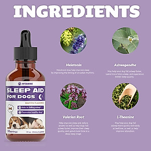 Dog Sleep Aid | Sleep Aid for Dogs | Promotes Healthy, Restful Sleep in Dogs | Melatonin for Dogs | | Dog Calming | Calming for Dogs | Dog Melatonin | Dog Anxiety Relief | 1 fl oz: Bacon Flavor