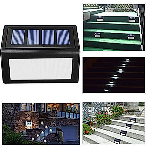 ANDEFINE 8 Pack Solar Step Lights Outdoor, 6 LED Solar Deck Lights Wireless Waterproof Security Lamps Lighting for Stairs Patio Garden Pathway (White Light)