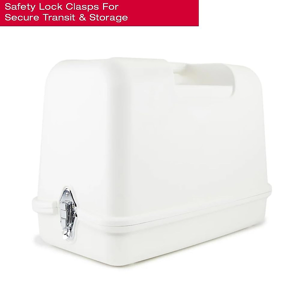 SINGER | Universal Hard Carrying Case, White, Impact Resistant Plastic, Fits Most Free-Arm Portable Sewing Machines - Sewing Made Easy