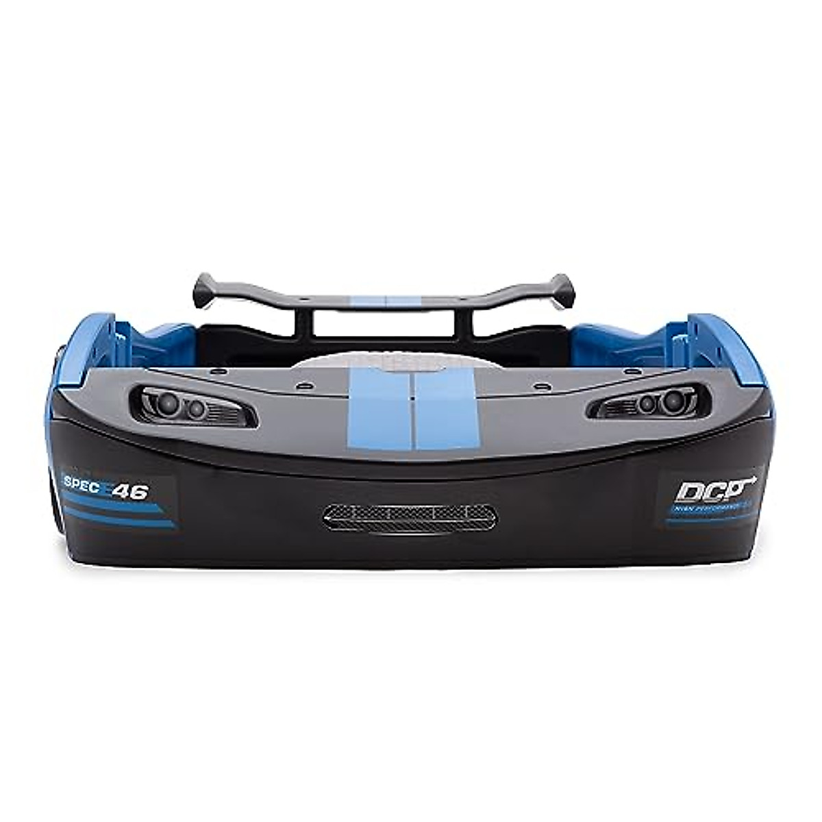 Delta Children Turbo Race Car Twin Bed, Blue Snooze 6 inch Memory Foam Twin Mattress (Bundle)