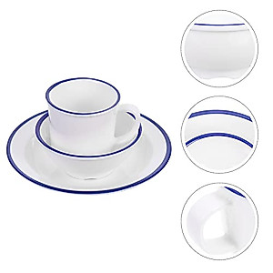 UPKOCH Melamine Dish Plate Set Melamine Plate Bowl and Cup: Vintage Dinnerware Set Camping Plates and Bowls Lightweight Plates Bowls for Kitchen Camping White Lightweight Dinnerware