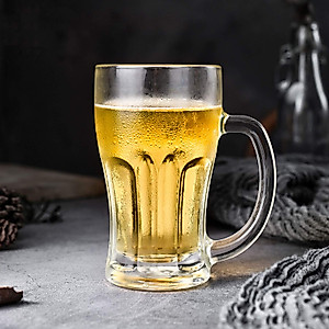 QAPPDA Beer Mugs Set,Glass Mugs With Handle 18oz,Large Beer Glasses For Freezer,Beer Cups Drinking Glasses 520ml,Pub Drinking Mugs Stein Water Cups For Bar,Alcohol,Beverages Set of 8…