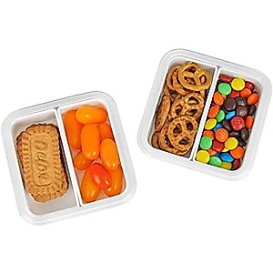 carrotez 2 Compartment Snack Containers, Portion Control Container, Small Food Storage Containers, Small Snack containers with Airtight lids, BPA Free, Stackable, Reusable, 2 PACK