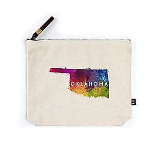 Lantern Press Oklahoma, State Abstract Watercolor, Contour (100% Cotton Canvas Travel Accessory Go Bag)