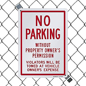 SmartSign No Parking without Property Owner's Permission Violators Towed at Vehicle Owner's Expense Sign, 10"x14", EG Reflective Aluminum, Rust-Free, Overlaminated for Protection, USA-Made