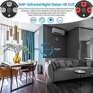 OOSSXX (5.0MP POE Extend Camera with 60 feet Cable) Microphone Inside Outdoor/Indoor Video Surveillance Security Waterproof Wired POE Camera, Just Extend POE Kits